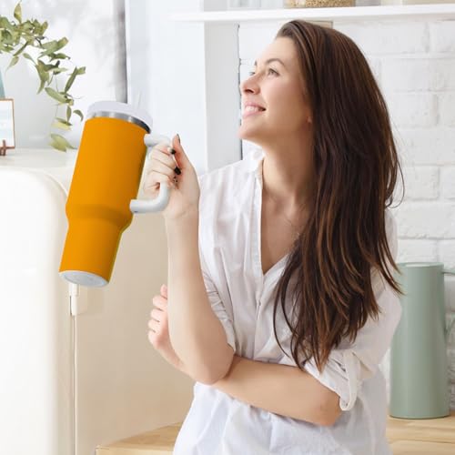 Gradient Orange Insulated Tumbler with Handle and Straw Water Cup 40 Oz Stainless Steel Water Bottles