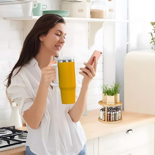 Gradient Orange Insulated Tumbler with Handle and Straw Water Cup 40 Oz Stainless Steel Water Bottles