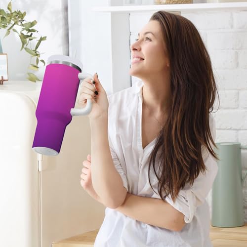 ODAWA Gradient Purple Tumbler Cup with Straw and Lid Travel Mug 40 Oz Stainless Steel Water Bottle