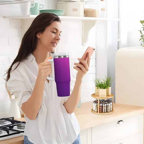 ODAWA Gradient Purple Tumbler Cup with Straw and Lid Travel Mug 40 Oz Stainless Steel Water Bottle