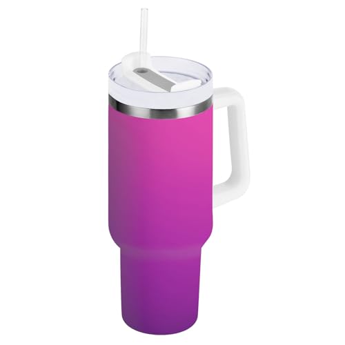 ODAWA Gradient Purple Tumbler Cup with Straw and Lid Travel Mug 40 Oz Stainless Steel Water Bottle