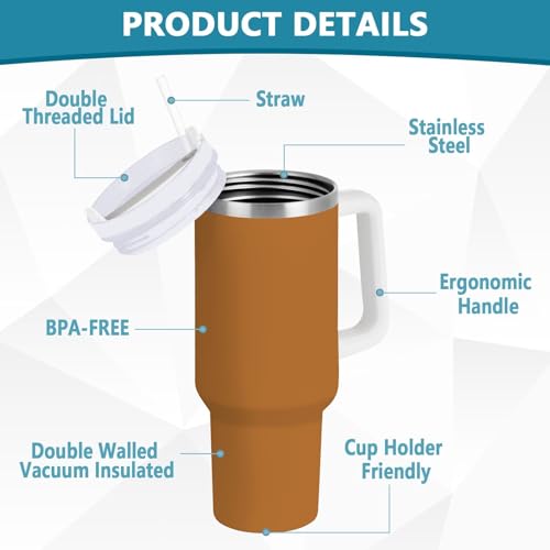 ODAWA Bronze Insulated Water Bottle with Straw Insulated Tumblers Reusable Stainless Steel Cup