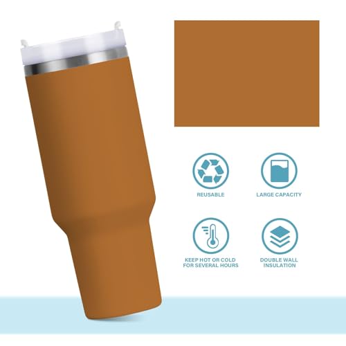 ODAWA Bronze Insulated Water Bottle with Straw Insulated Tumblers Reusable Stainless Steel Cup