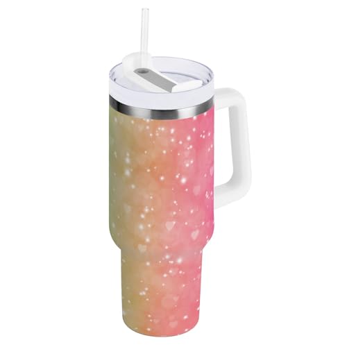 ODAWA Magic Glitter Rainbow Double Wall Tumbler Reusable Insulated Coffee Mug with Lid Insulated Coffee Mug