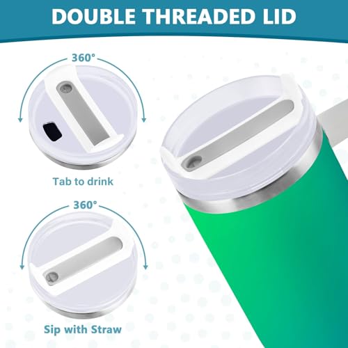 ODAWA Green Blue Gradients Insulated Tumblers 40 Oz Travel Mugs with Handle and Straw Lid