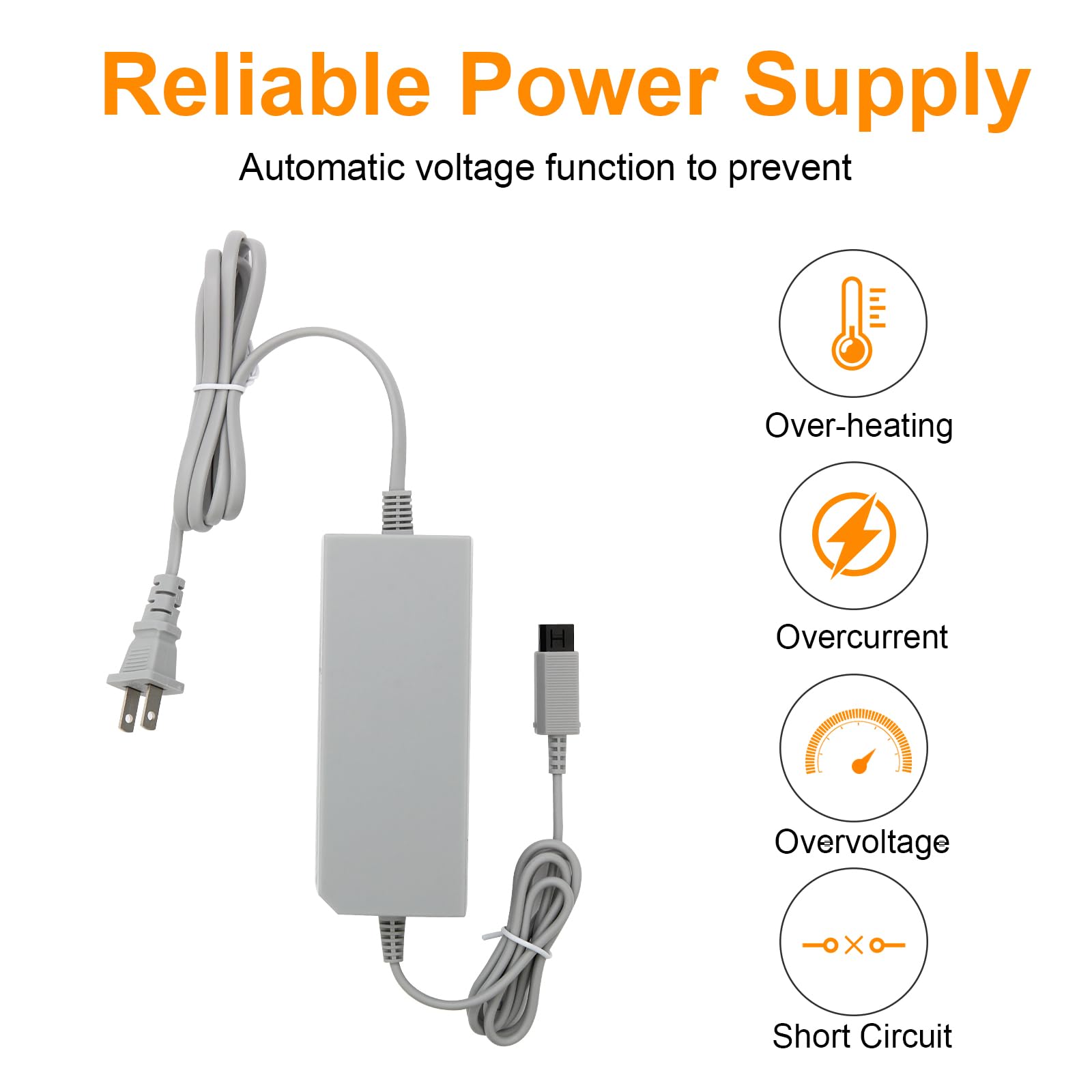 Crifeir Wii Power Supply for Wii,Compatible with Wii Console (Not for Wii U)