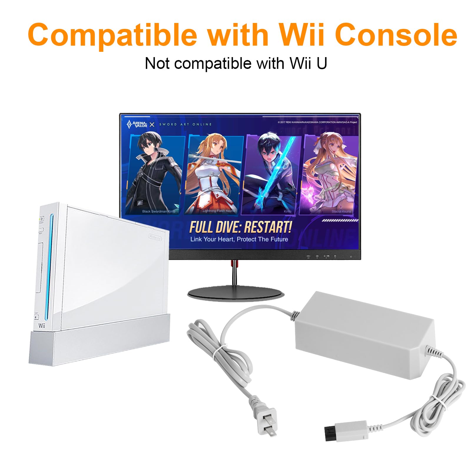 Crifeir Wii Power Supply for Wii,Compatible with Wii Console (Not for Wii U)