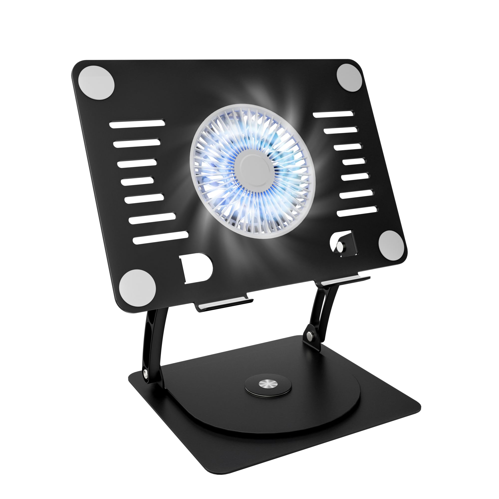 SHUWEI Gaming Laptop Cooling Pad with 360° Rotation Base, Ergonimic Aluminum Laptop Cooling Stand with 3 Speed Fan, Adjustable Height Laptop Cooling Pad for 10-17.3'' Notebook - Black