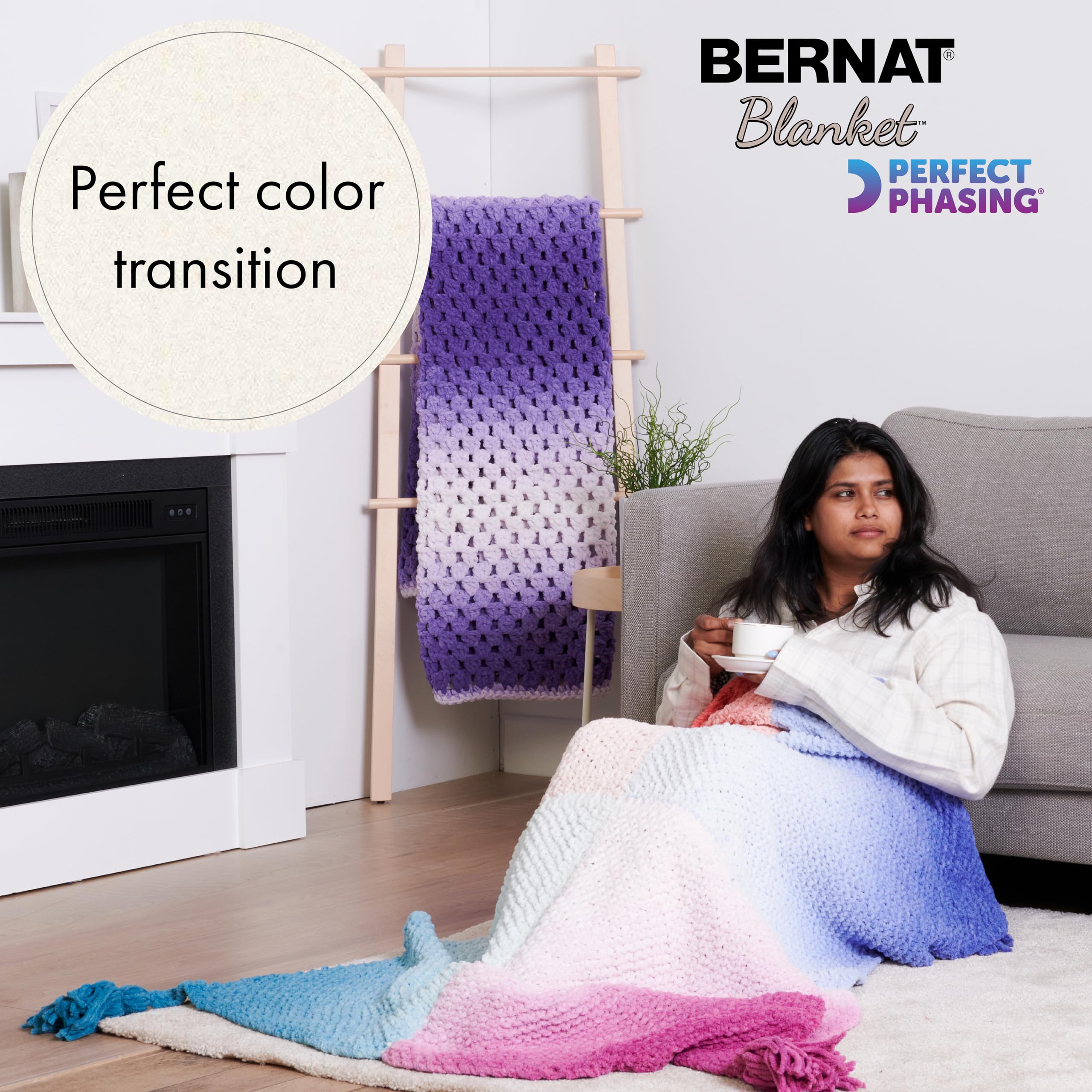 Bernat Blanket Perfect Phasing - 2 Pack of 220 Yards/10.5 oz Forest 100% Polyester Yarn