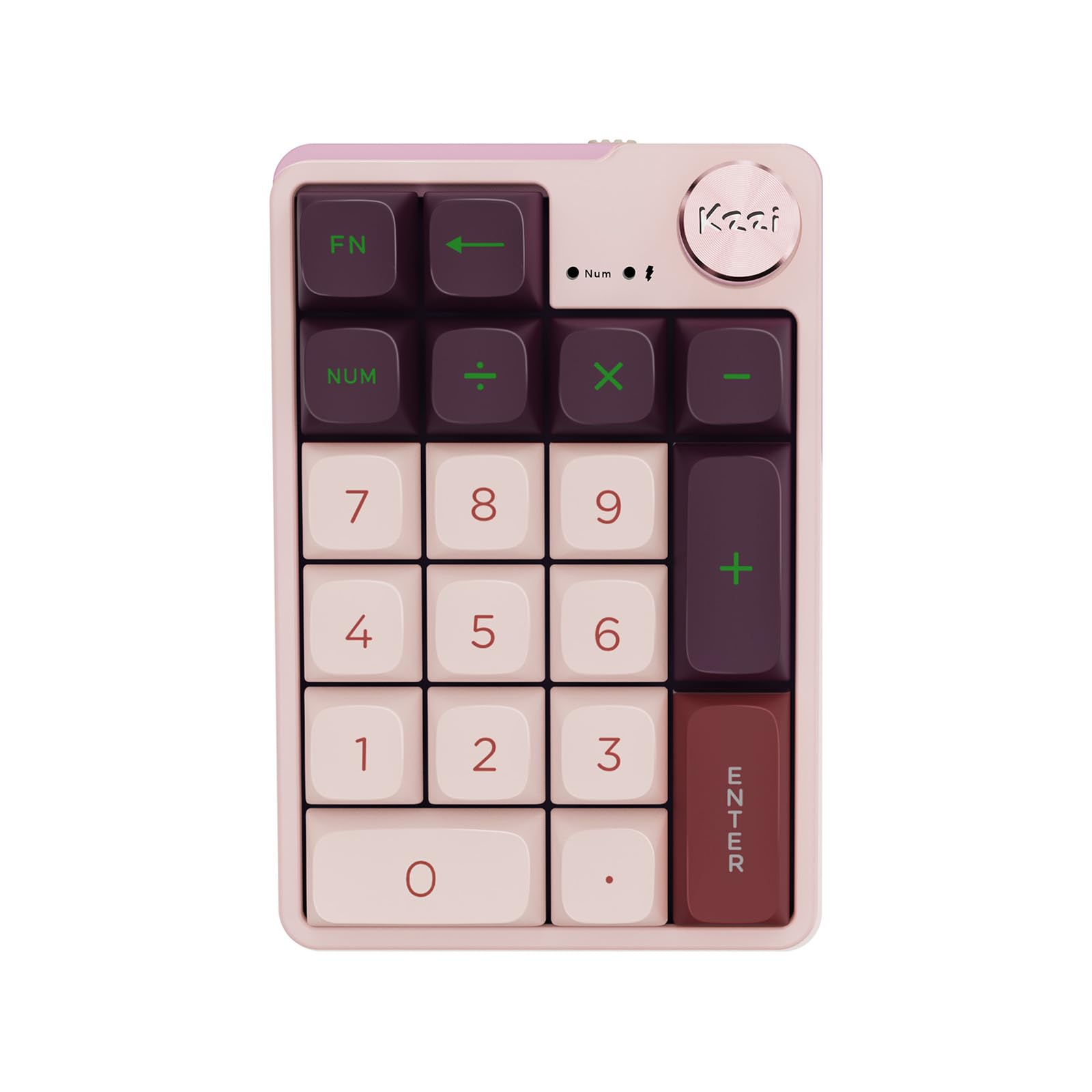 Mechanical Wireless Rechargeable Numeric Keypad, Gasket Bluetooth 5.0/2.4ghz/Wired Hot Swappable19 Keys Numpad, with Poron Foam, Aluminum Alloy Knob (Purple-Pink)