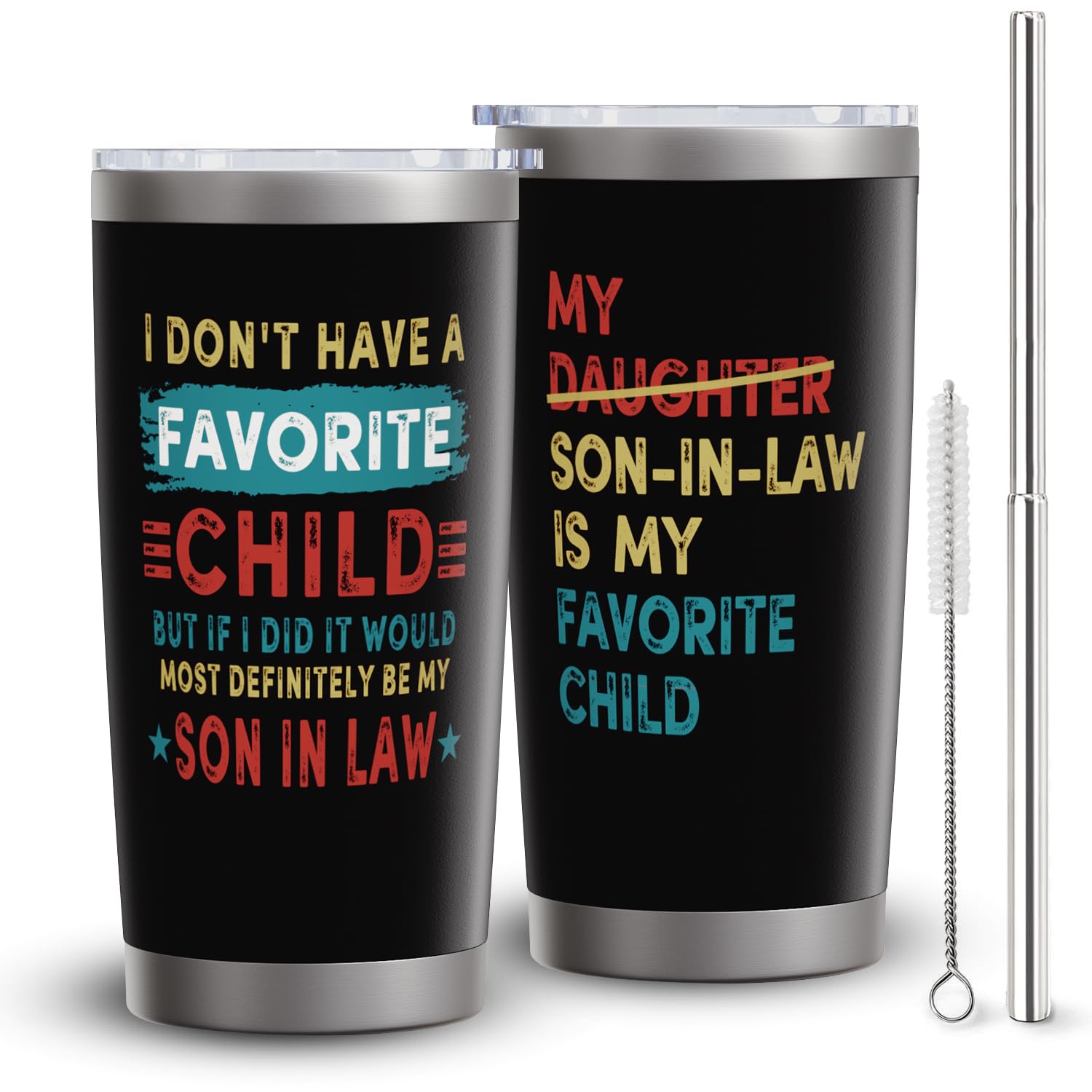 qynspngs Gifts for Father/Mother In Law From Son In Law, Funny Father's Day gifts Christmas Gift for Father/Mother In Law, 20 oz Dad/Mom Tumbler with lid and straw