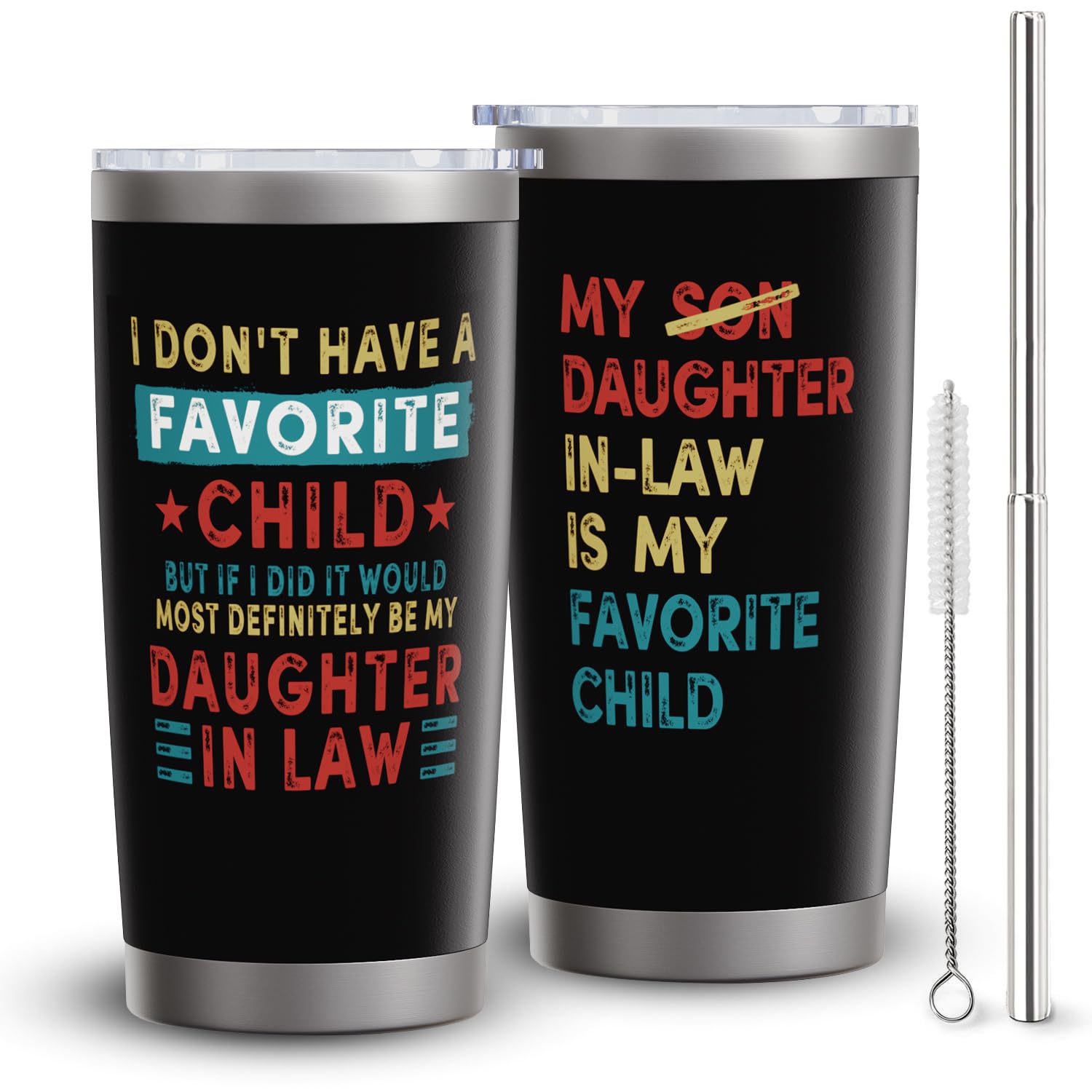 qynspngs Gifts for Father/Mother In Law From Daughter In Law, Funny Father's Day gifts Christmas Gift for Father/Mother In Law, 20 oz Dad/Mom Tumbler with lid and straw