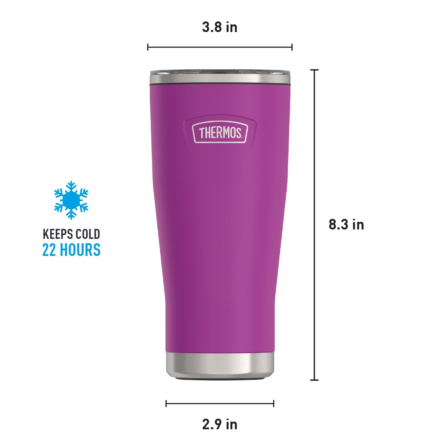 THERMOS ICON SERIES Stainless Steel Cold Tumbler with Slide Lock, 24 Ounce, Plum