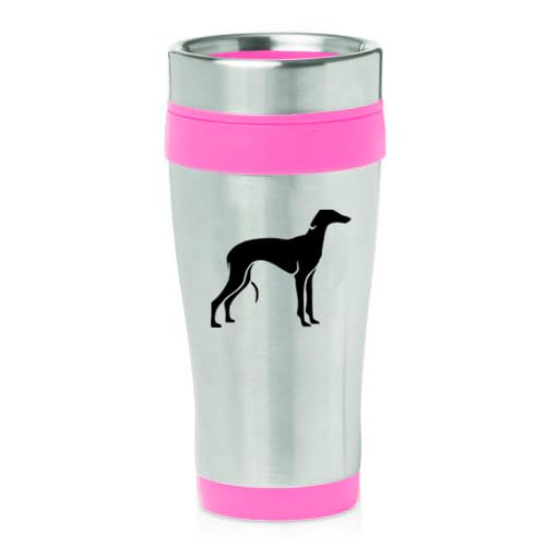 16oz Insulated Stainless Steel Travel Mug Coffee Mug Tumbler Greyhound (Pink)