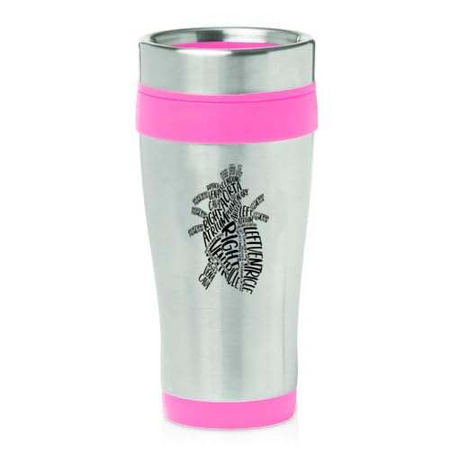 16oz Insulated Stainless Steel Travel Mug Coffee Mug Tumbler Heart Anatomy Anatomical Heart Cardiology Cardiologist Gift Medical Student (Pink)