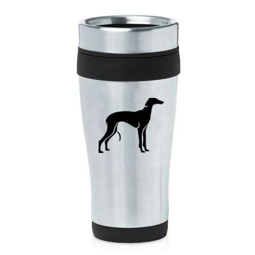 16oz Insulated Stainless Steel Travel Mug Coffee Mug Tumbler Greyhound (Black)