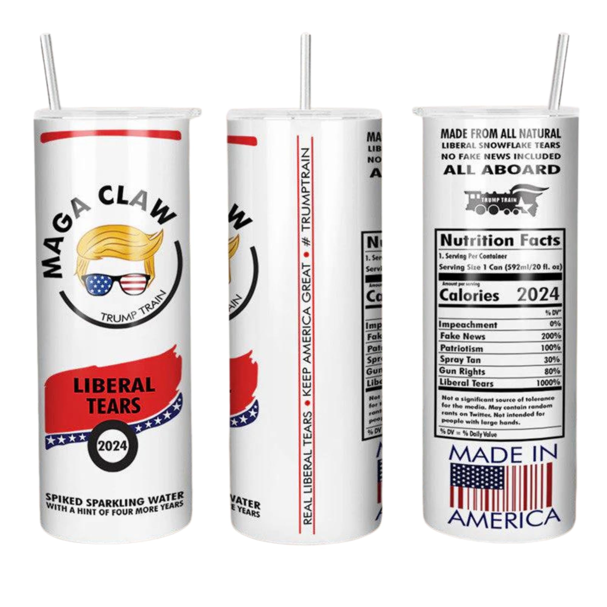 MAGA Claw Trump Hair All Aboard Train - US Election 20oz & 30oz Stainless Steel Tumbler With Reusable Straw, Supporters Gift for Men and Women (20oz Skinny)