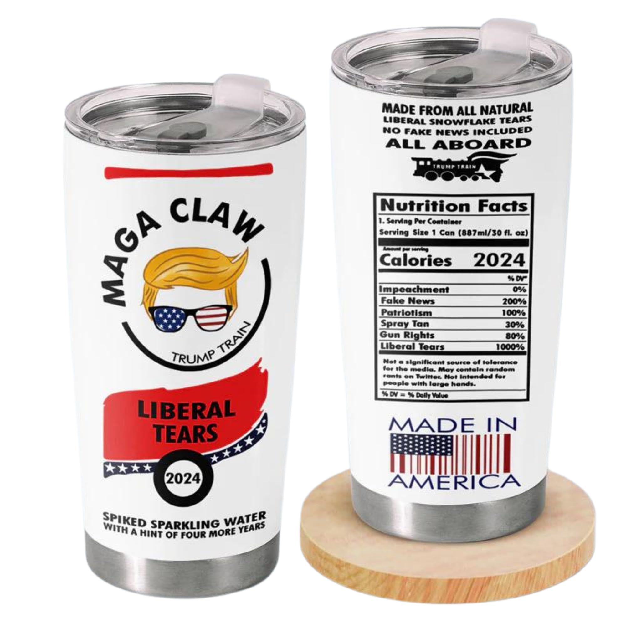 MAGA Claw Trump Hair All Aboard Trump Train - US Election 20oz & 30oz Stainless Steel Tumbler with Reusable Straw, Trump Supporters Gift for Men and Women (20oz)