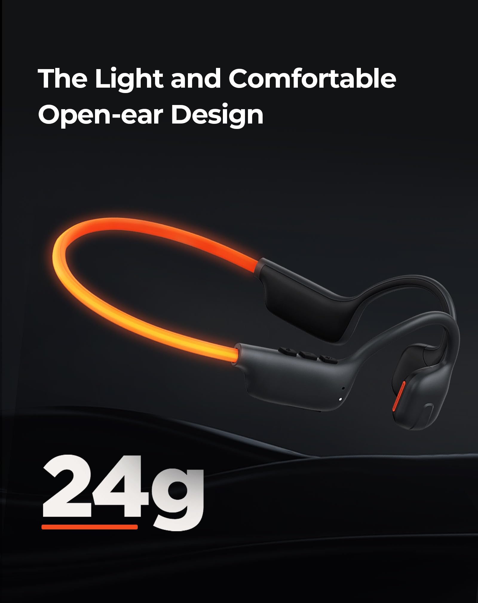 havit Light Open Ear Headphones LED Beacon String Air Conduction Wireless Headsets Running Headphones with 16.2mm Powerful Bass, 16H Playtime, IPX5, Bluetooth 5.3, 24g Light Weight, MP3