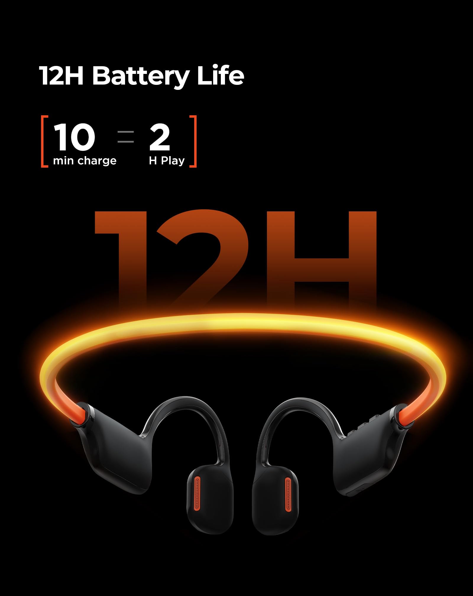 havit Light Open Ear Headphones LED Beacon String Air Conduction Wireless Headsets Running Headphones with 16.2mm Powerful Bass, 16H Playtime, IPX5, Bluetooth 5.3, 24g Light Weight, MP3