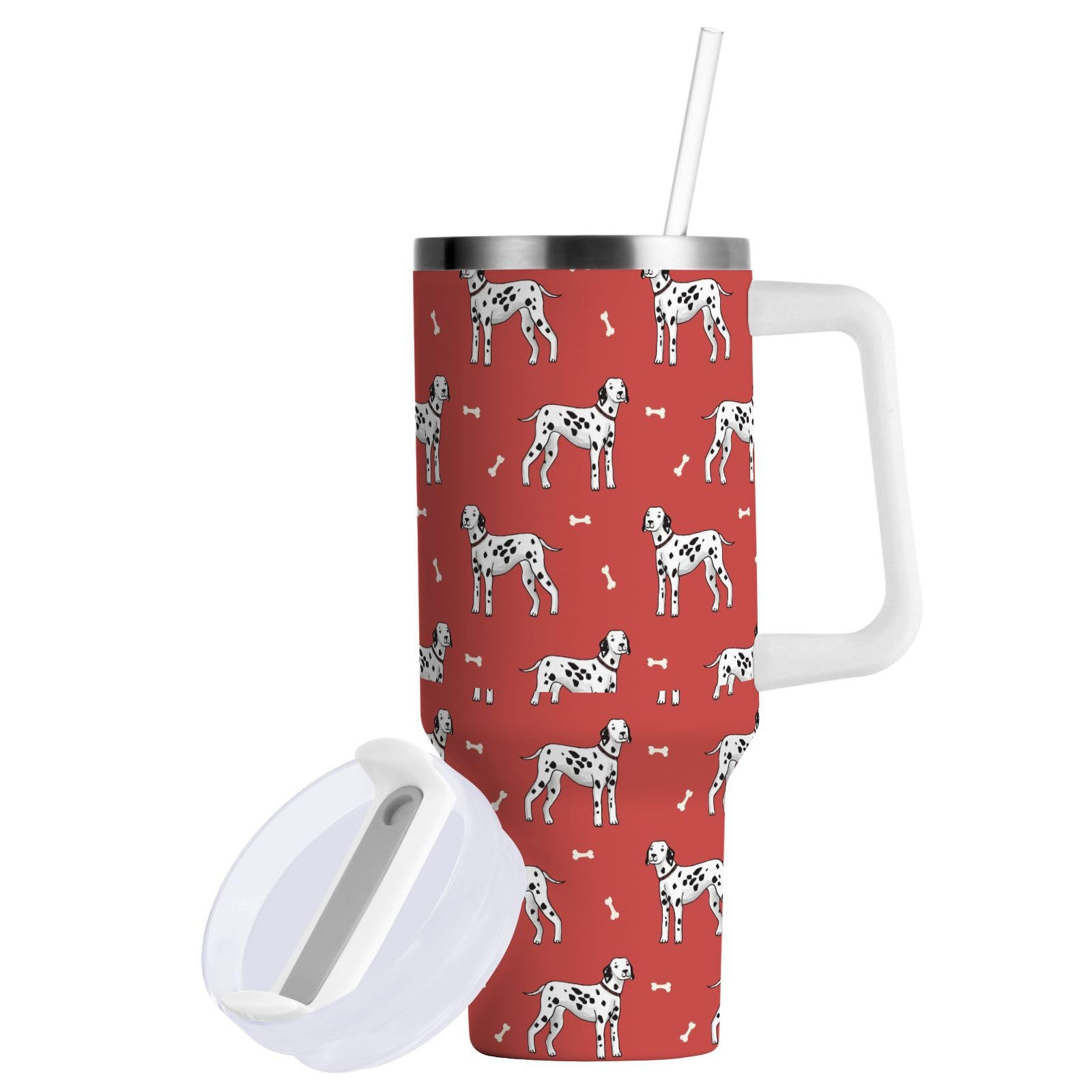 ZZXXB Dalmatian Bone Insulated Stainless Steel Water Bottle with Handle and Straw Lid Double Walled Travel Mug 30 oz
