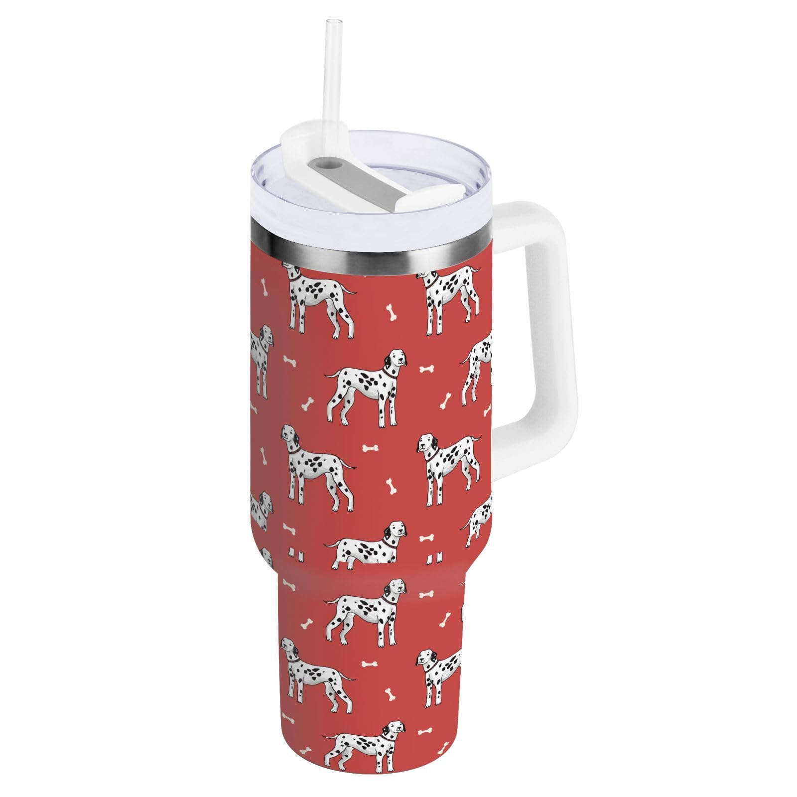 ZZXXB Dalmatian Bone Insulated Stainless Steel Water Bottle with Handle and Straw Lid Double Walled Travel Mug 30 oz