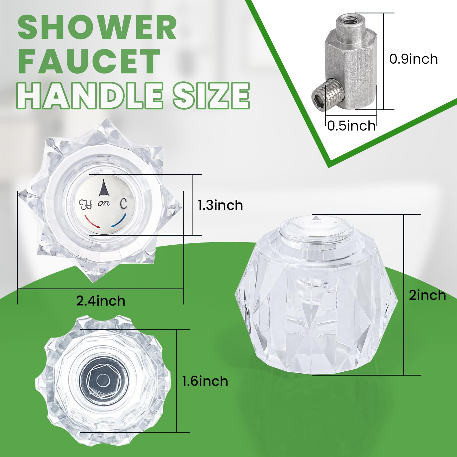 Shower Faucet Handle Replacement for RP41661, Replacement Shower Handle Compatible with Delta and Peerless Single Handle Tub Faucets, Clear Acrylic Shower Faucet Handle