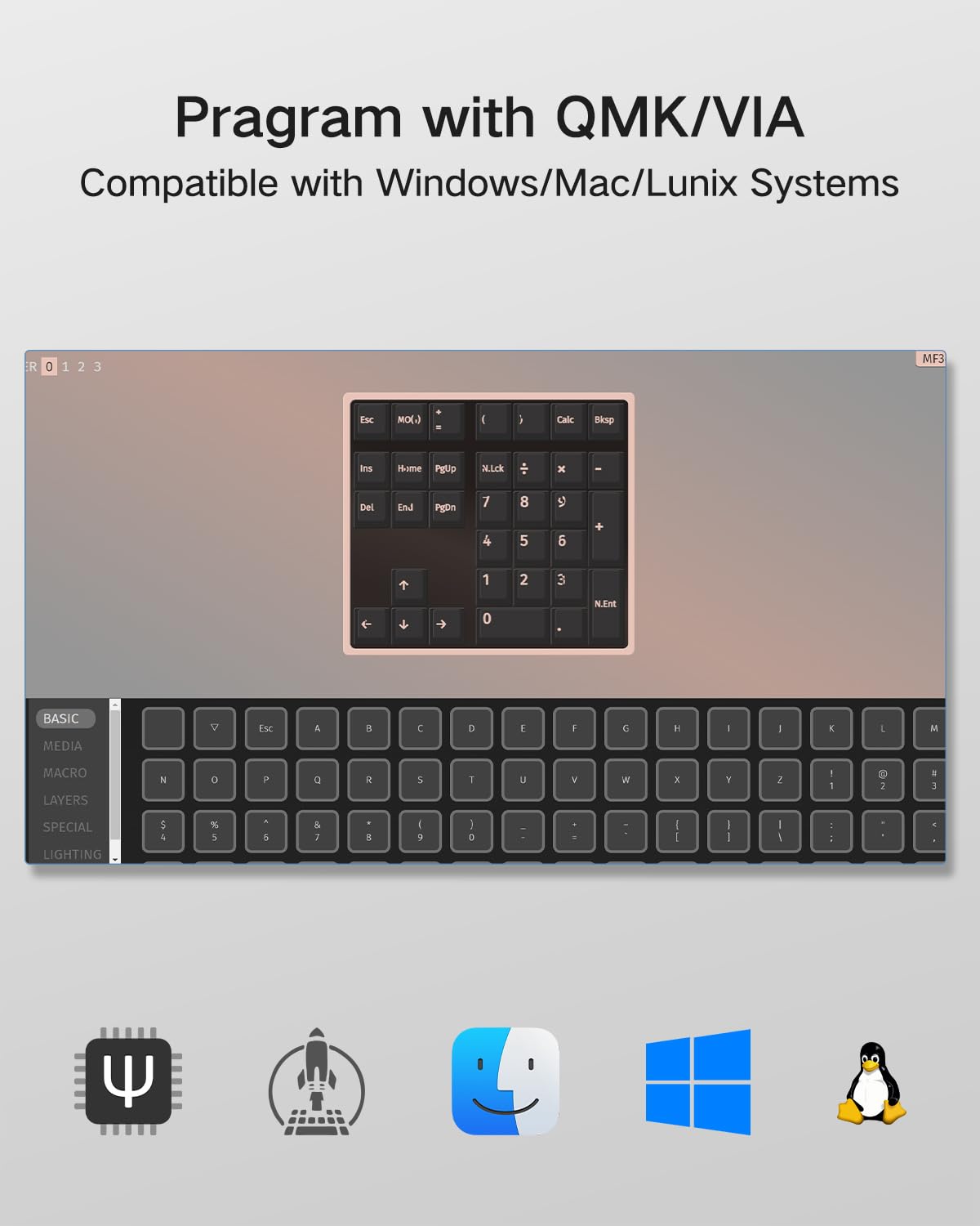 Kisnt Custom Mechanical Number Pad, QMK/VIA Programmable Wired Numpad, 34 Key Hot Swappable USB Numeric Keypad with PBT Keycaps RGB Backlit Number Pad for Laptop, MacBook,PC Desktop
