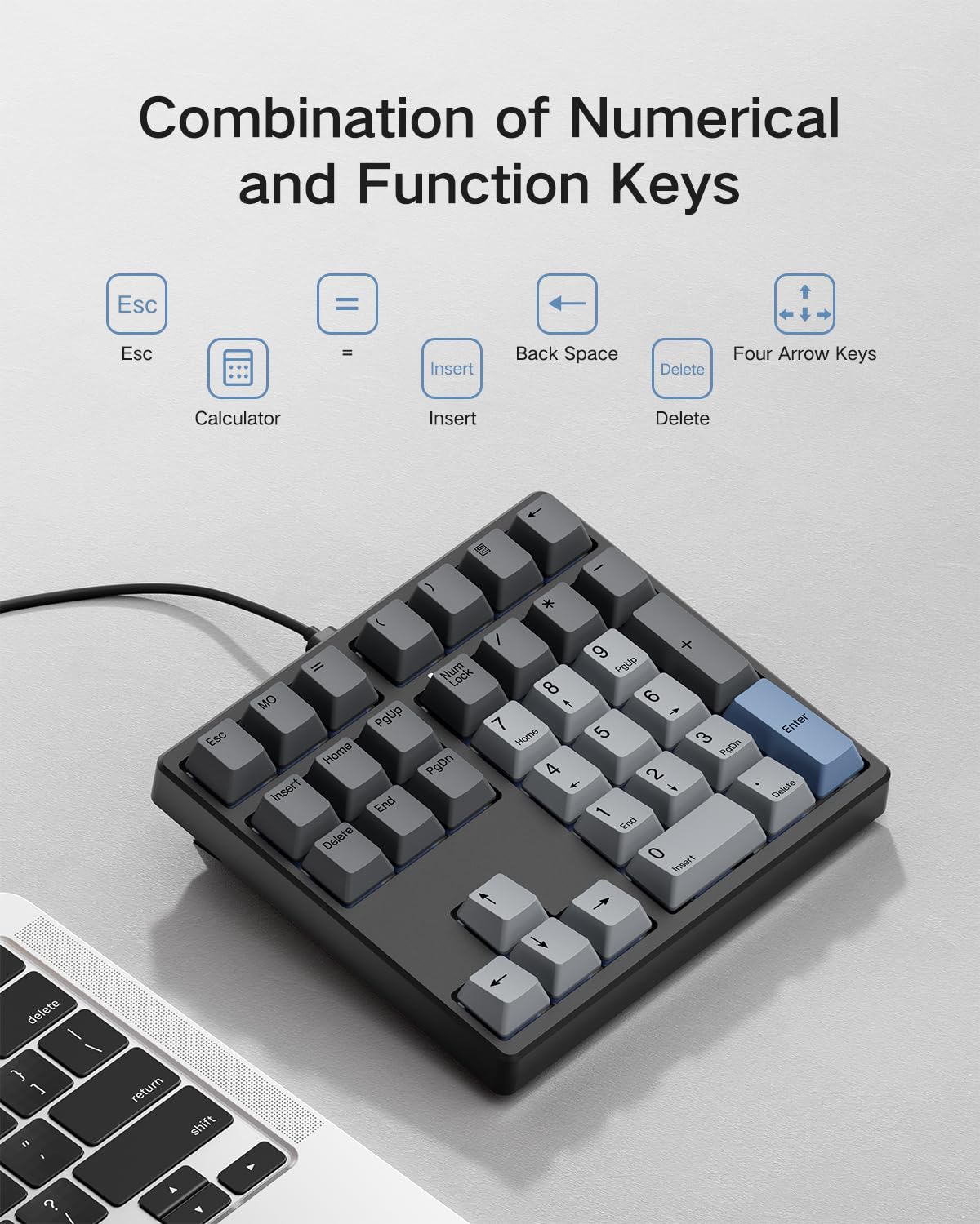 Kisnt Custom Mechanical Number Pad, QMK/VIA Programmable Wired Numpad, 34 Key Hot Swappable USB Numeric Keypad with PBT Keycaps RGB Backlit Number Pad for Laptop, MacBook,PC Desktop