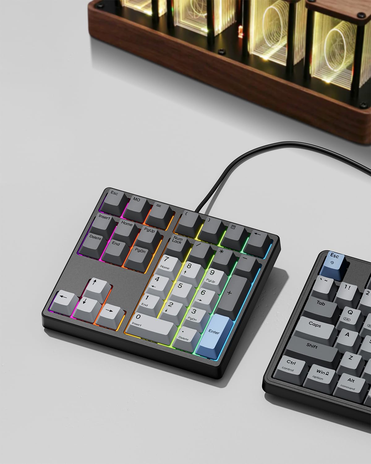 Kisnt Custom Mechanical Number Pad, QMK/VIA Programmable Wired Numpad, 34 Key Hot Swappable USB Numeric Keypad with PBT Keycaps RGB Backlit Number Pad for Laptop, MacBook,PC Desktop