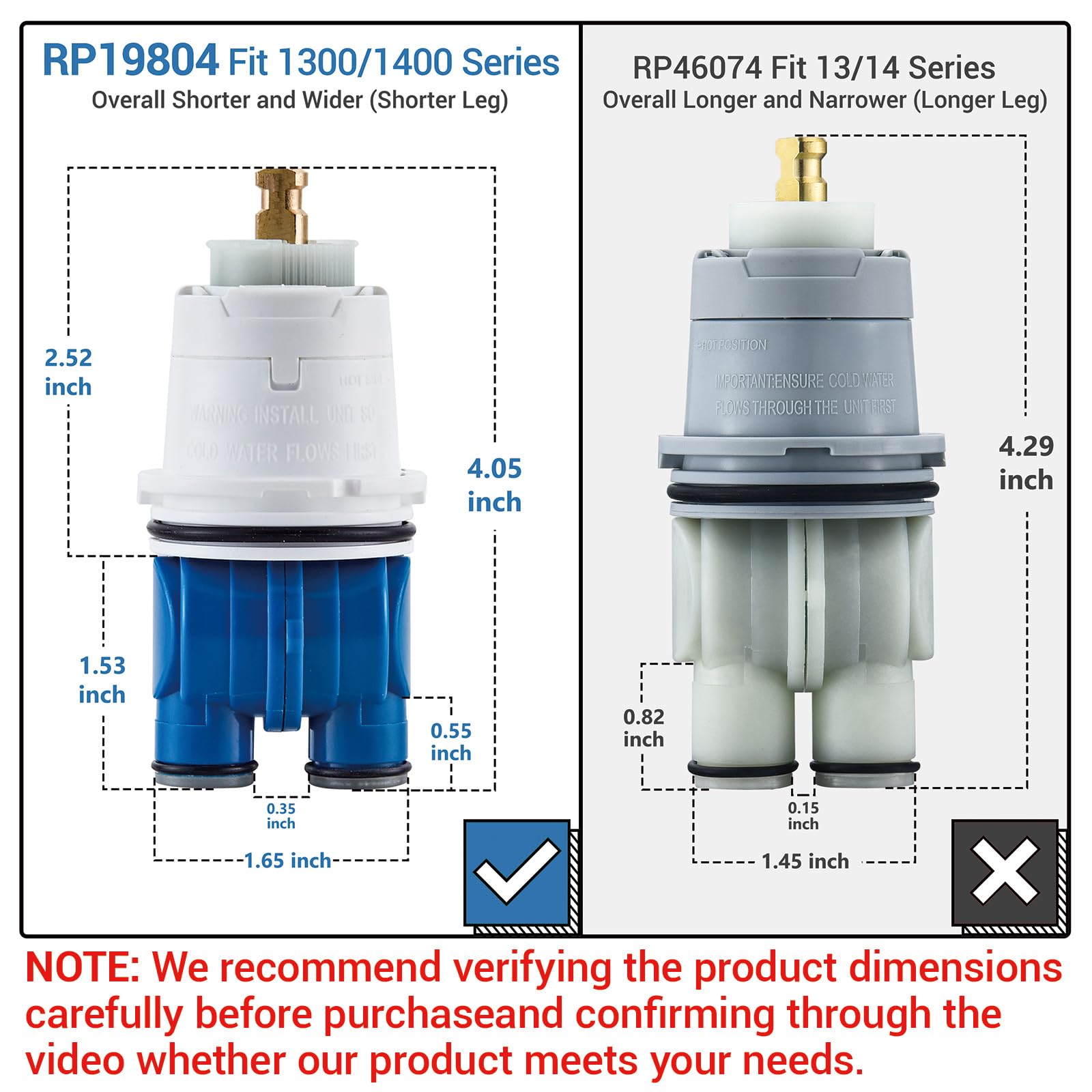 RP19804 Shower Cartridge Compatible with Delta 1300/1400 Series Single-Handle Shower Faucet, Suitable for Delta Select Monitor Valve body(1993-2007), Includes RP22734 Bonnet Nut