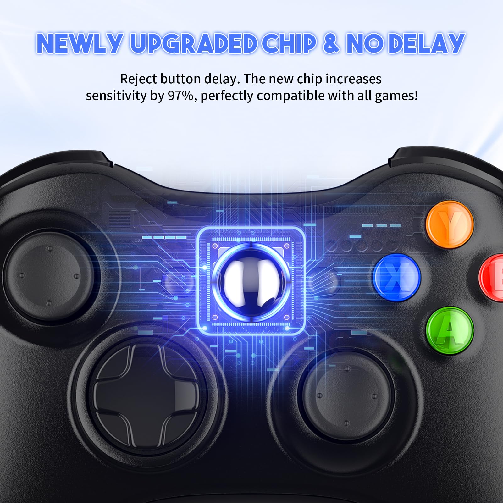Gamrombo 2 Pack Replacement for Xbox 360 Controller, Wireless Controllers Gamepad Upgraded Joystick Compatible with 360 & Slim, Windows 11/10/8/7 PC Controller