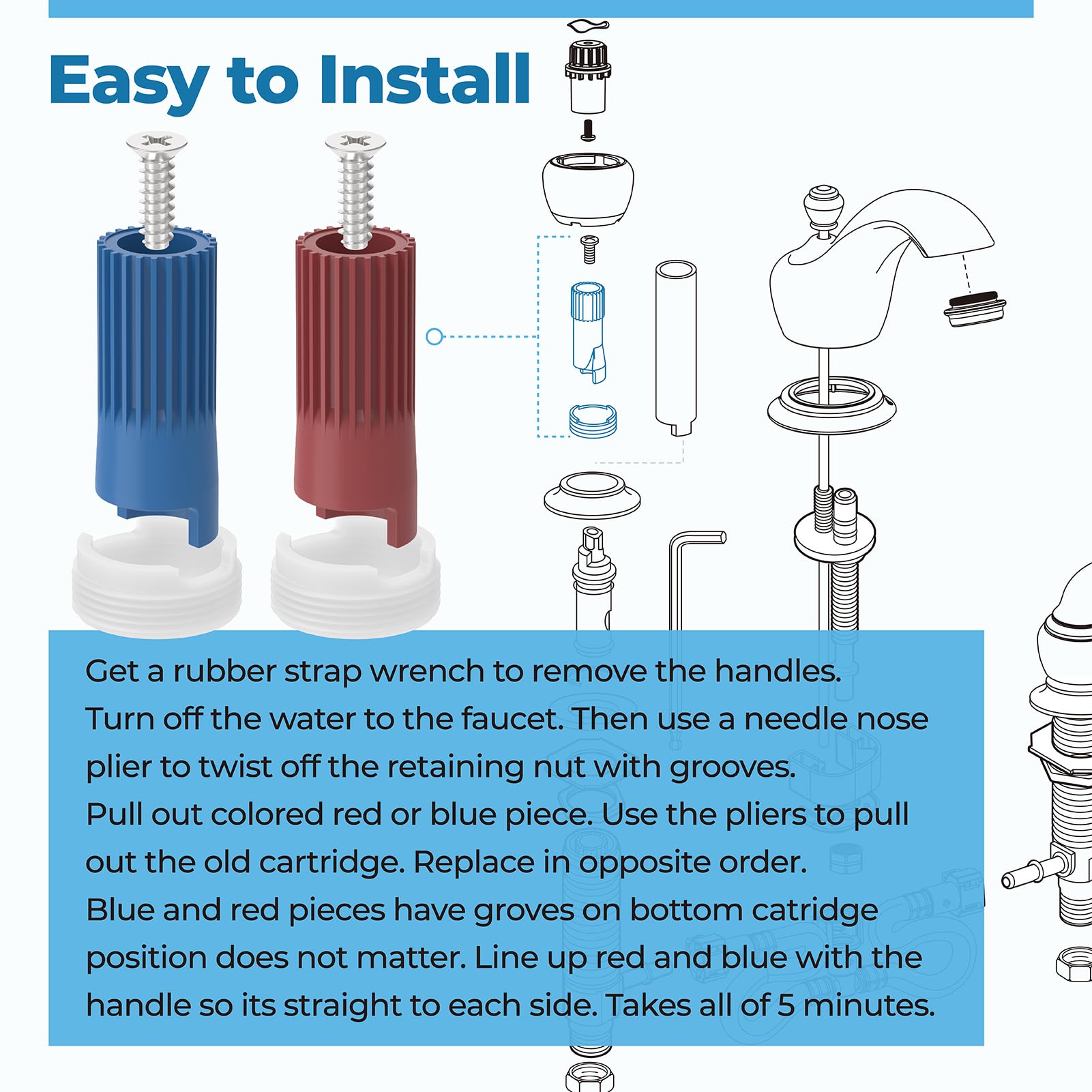 97479 Faucet Stem Extension Kit Replacement for Moen Monticello Replacement Parts Faucet Extension