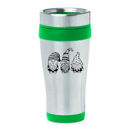 16oz Insulated Stainless Steel Travel Mug Coffee Mug Tumbler Gnomes (Green)