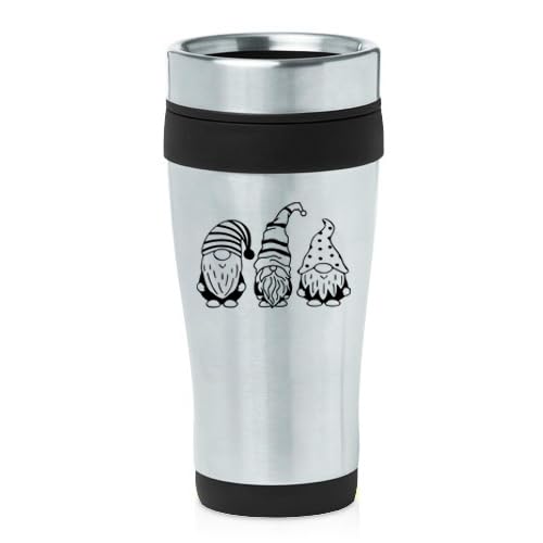 16oz Insulated Stainless Steel Travel Mug Coffee Mug Tumbler Gnomes (Black)