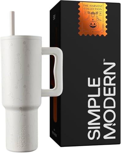 Simple Modern 40 oz Tumbler with Handle and Straw Lid | Halloween Insulated Reusable Stainless Steel Water Bottle Travel Mug Cupholder Use | Gifts for Women Men | Trek Collection | Dancing Skeletons