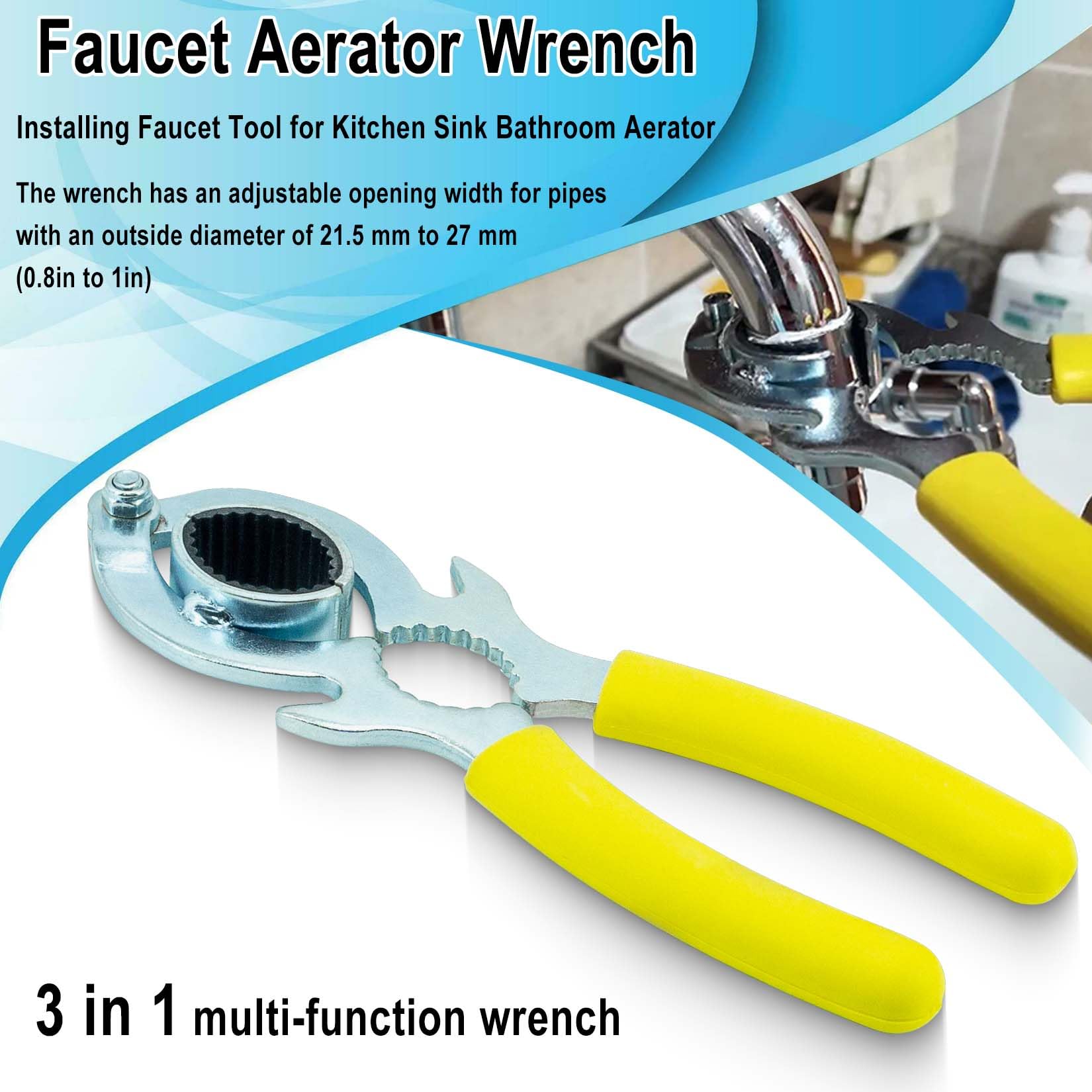 Datrenm Faucet Aerator Removal wrench, Faucet Bubbler wrench, Faucet Aerator Tool, Aerator wrench, Installing Faucet Tool for Kitchen Sink Bathroom Aerator, Faucet Replacement Part Repair Spanner Tool