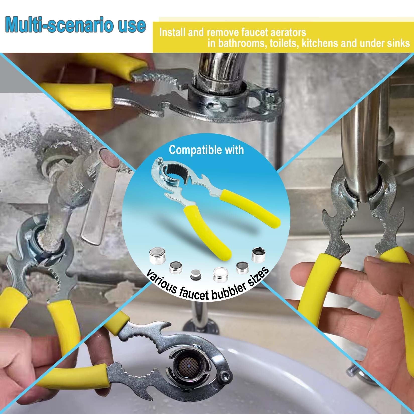 Datrenm Faucet Aerator Removal wrench, Faucet Bubbler wrench, Faucet Aerator Tool, Aerator wrench, Installing Faucet Tool for Kitchen Sink Bathroom Aerator, Faucet Replacement Part Repair Spanner Tool