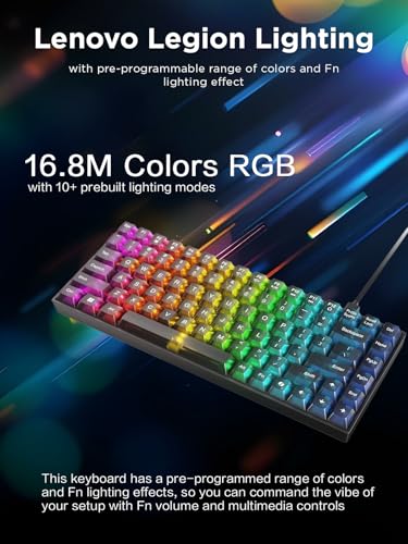 Lenovo Legion K510 Mini Pro Wired Mechanical Gaming Keyboard - 75% Compact Design, RGB Illumination, Hot-Swappable Mechanical Switches, Programable Keys