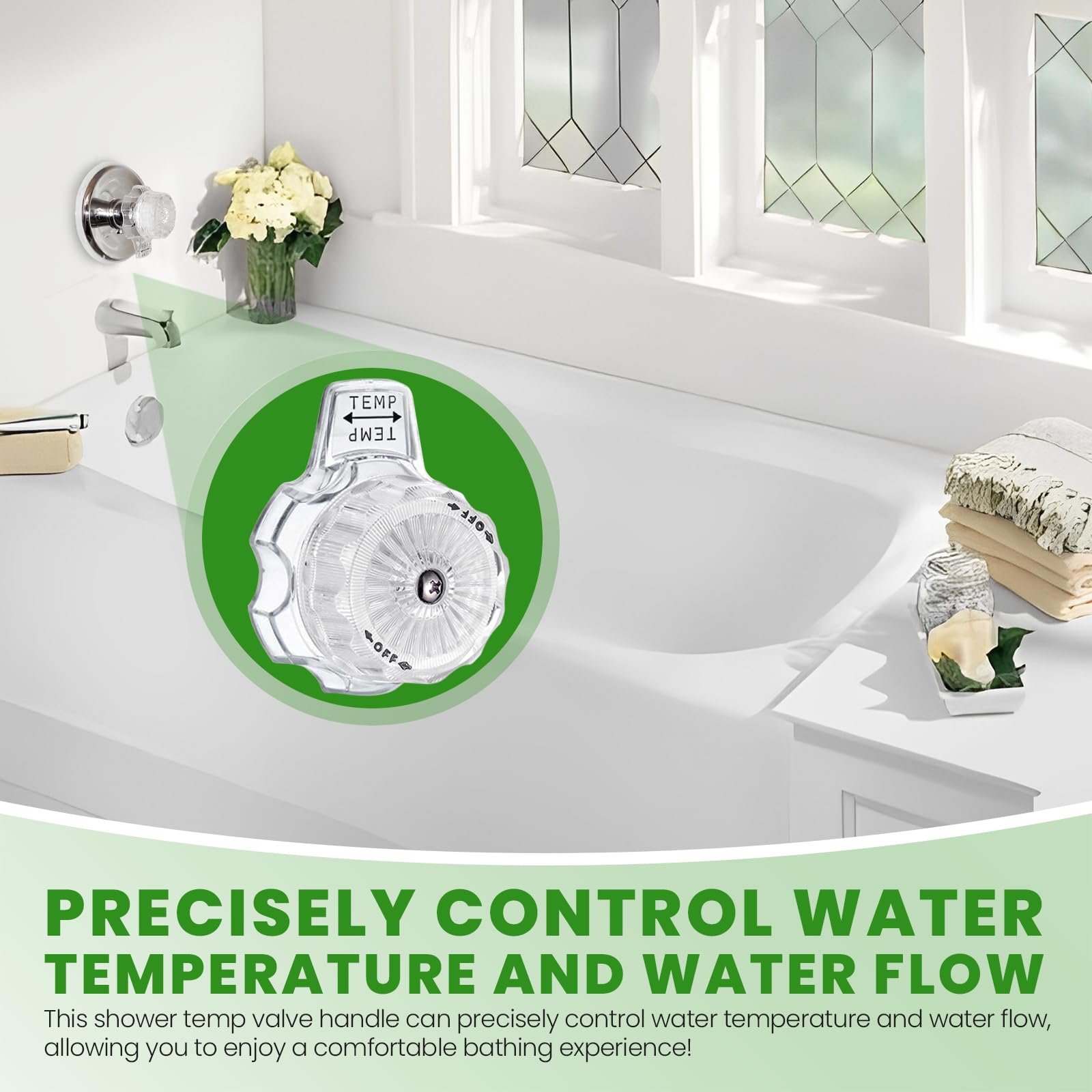 hansengroyi MXT11 Shower Temp Valve Handle, Temperature and Volume Knob Compatible with Mixet MXT11 Shower Handle Replacement, Bathroom Hot Cold Handles Part