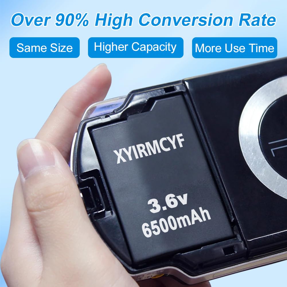 XYIRMCYF 2PCS PSP 1000 Battery (2024 New Upgrade), 6500mAh New 0 Cycle High Capacity Battery for Sony PSP 1000 PSP-110 PSP-280 Console