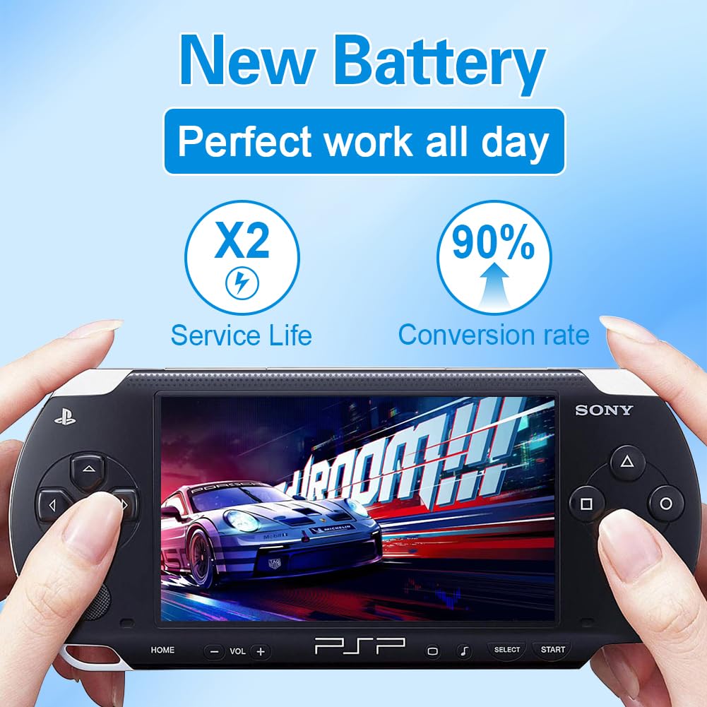 XYIRMCYF 2PCS PSP 1000 Battery (2024 New Upgrade), 6500mAh New 0 Cycle High Capacity Battery for Sony PSP 1000 PSP-110 PSP-280 Console