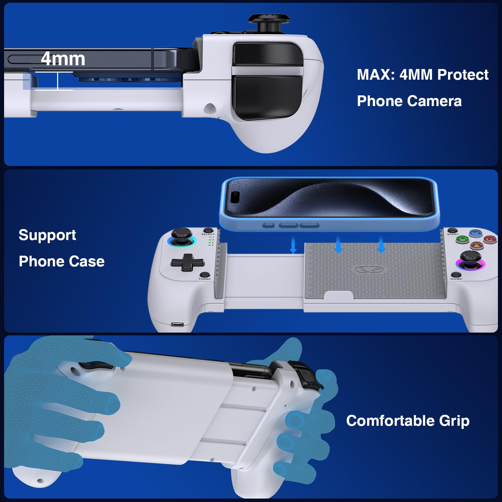 Mobile Game Controler for iPhone/Android, Wireless Phone Controler Support Phone Case, Gaming Controler Suitable for Xbox Game Pass, PlayStation, Steam Link, Roblox, Call of Duty Not for Sony PSP Games