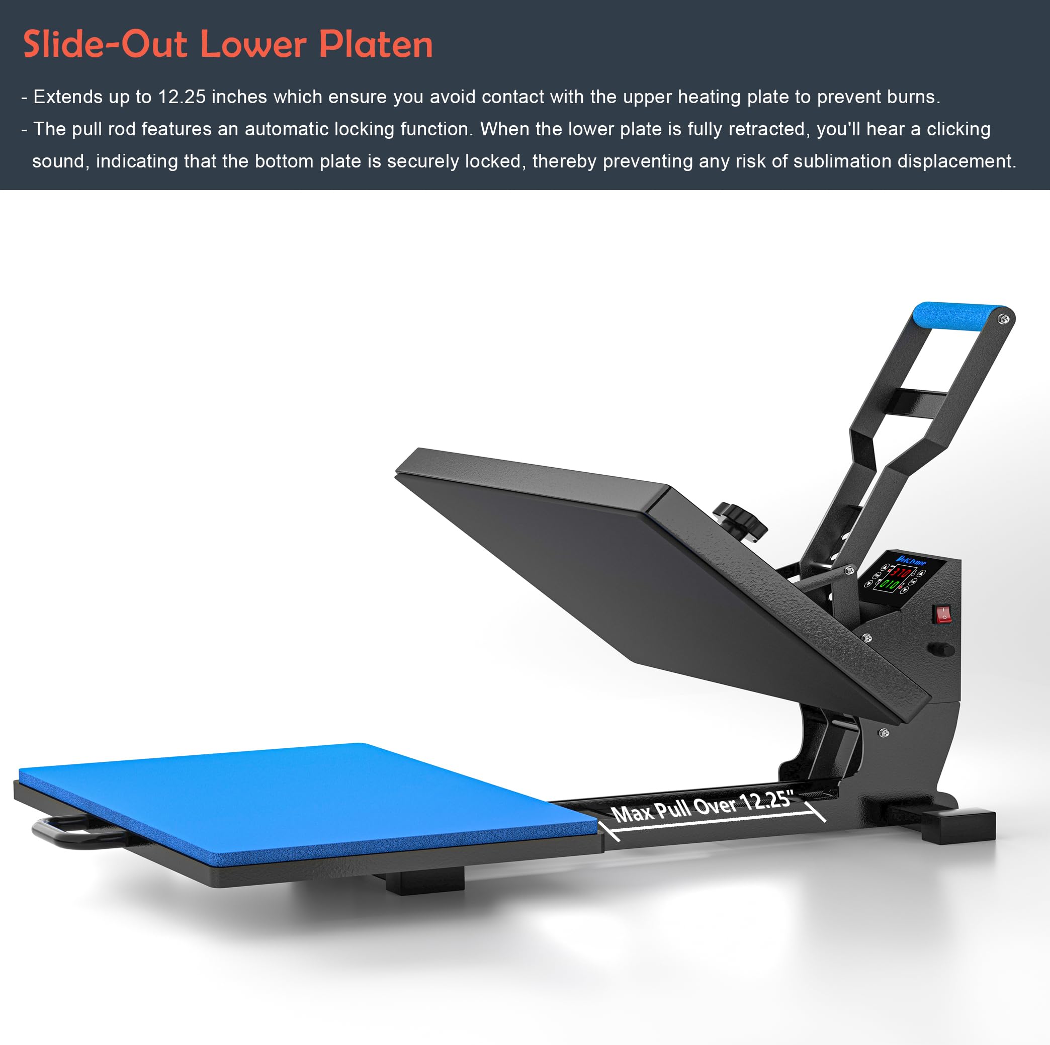 Delclynee 16" x 24" Slide Out Heat Press Machine for T Shirts, Clamshell Pull Out Lower Platen, Industrial-Quality Digital Sublimation Printer for Heat Transfer Vinyl