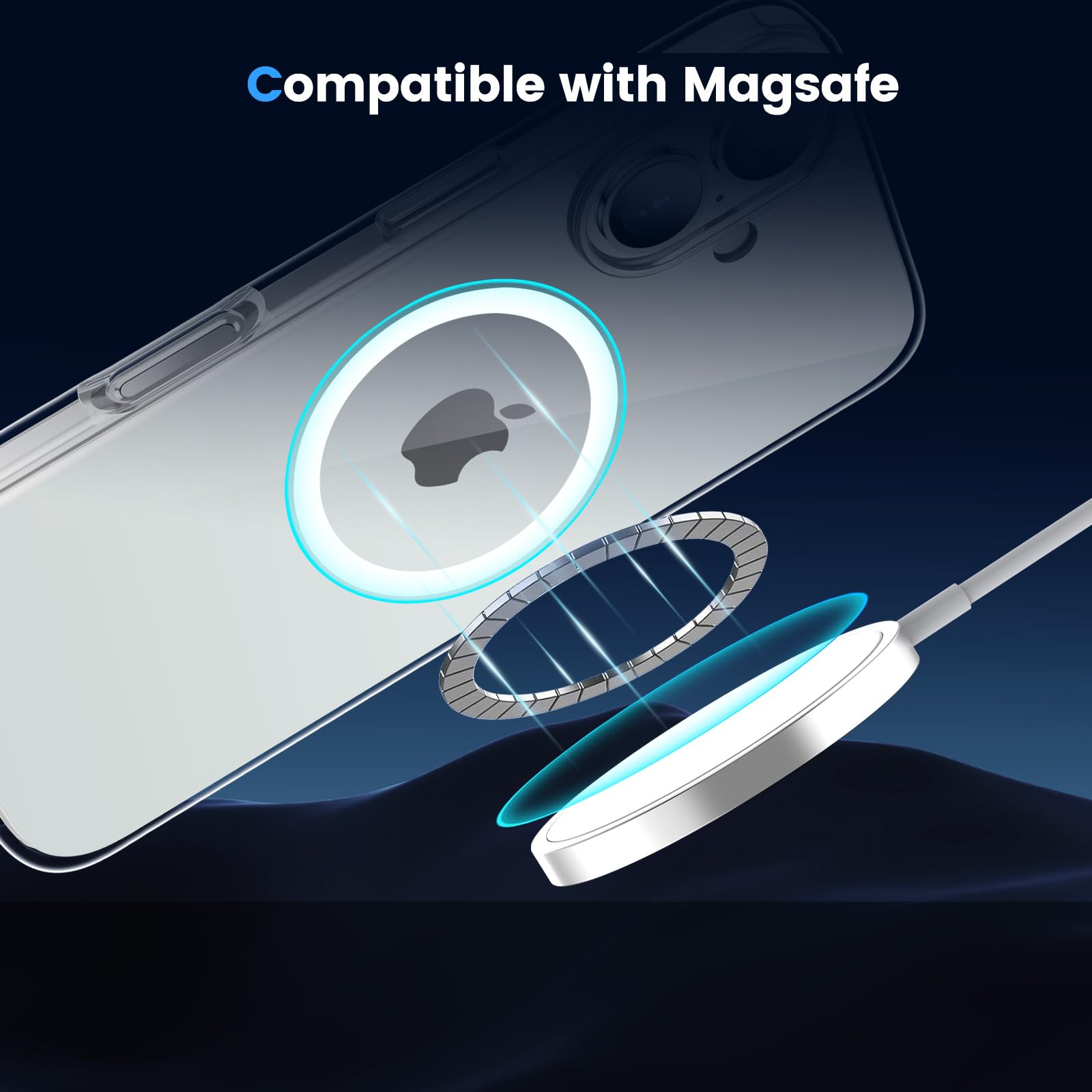 Temdan for iPhone 16 Pro Case Clear, [Compatible with Magsafe][Anti-Yellowing][Military-Grade Protection] Shockproof Slim Magnetic Phone Sleeve Case for iPhone 16 Pro, Transparent