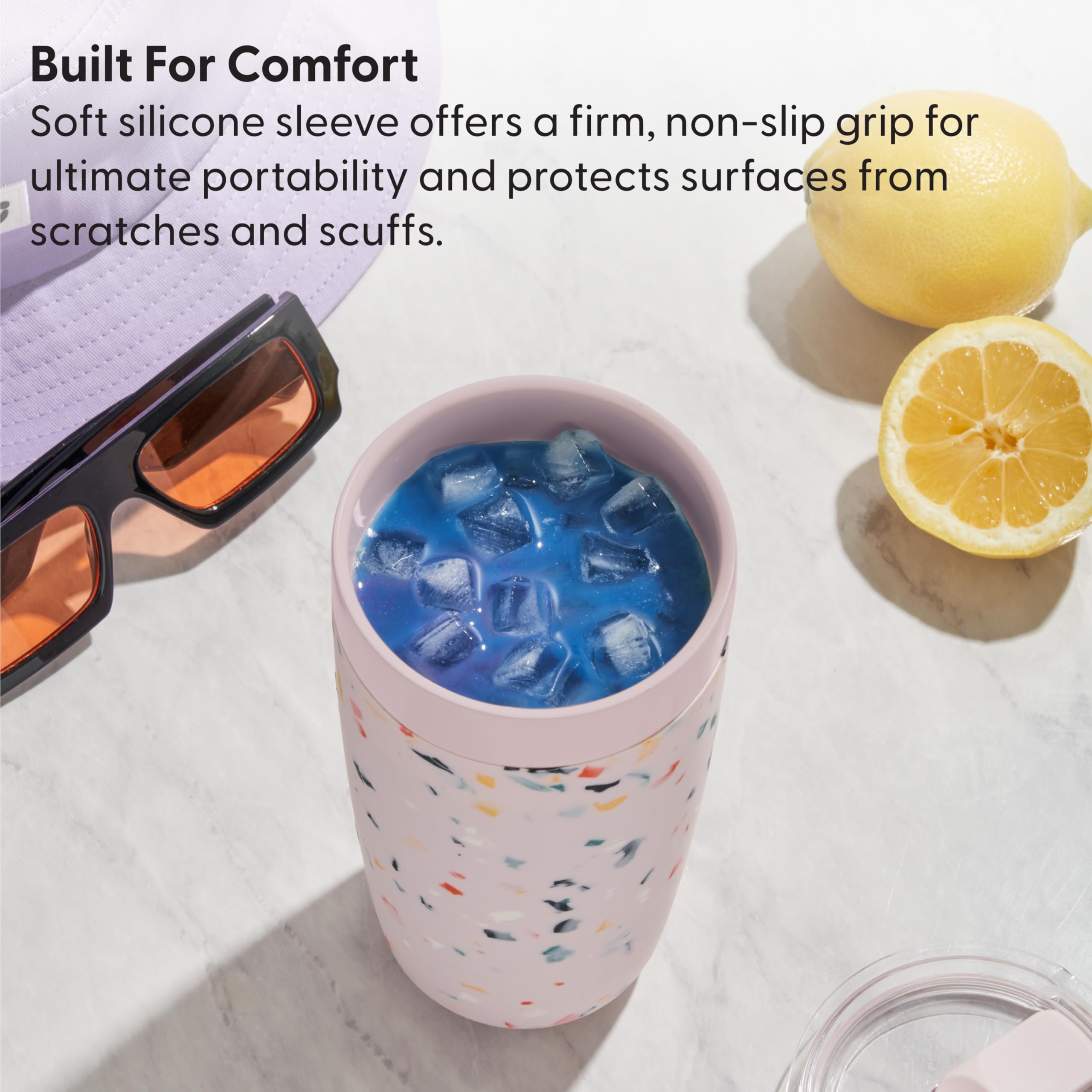 W&P Porter Insulated Tumbler 20 oz | No Metallic Aftertaste Ceramic Coated for Water, Coffee, & Tea | Wide Mouth Vacuum Insulated | Dishwasher Safe, Charcoal Terrazzo