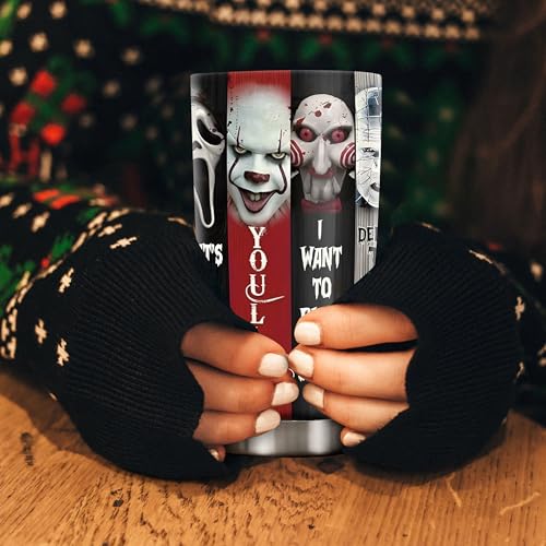 Keraoo Classic Horror Character 20oz Tumbler, Gift for Men & Women - Horror Mug & Cup, Halloween Decoration