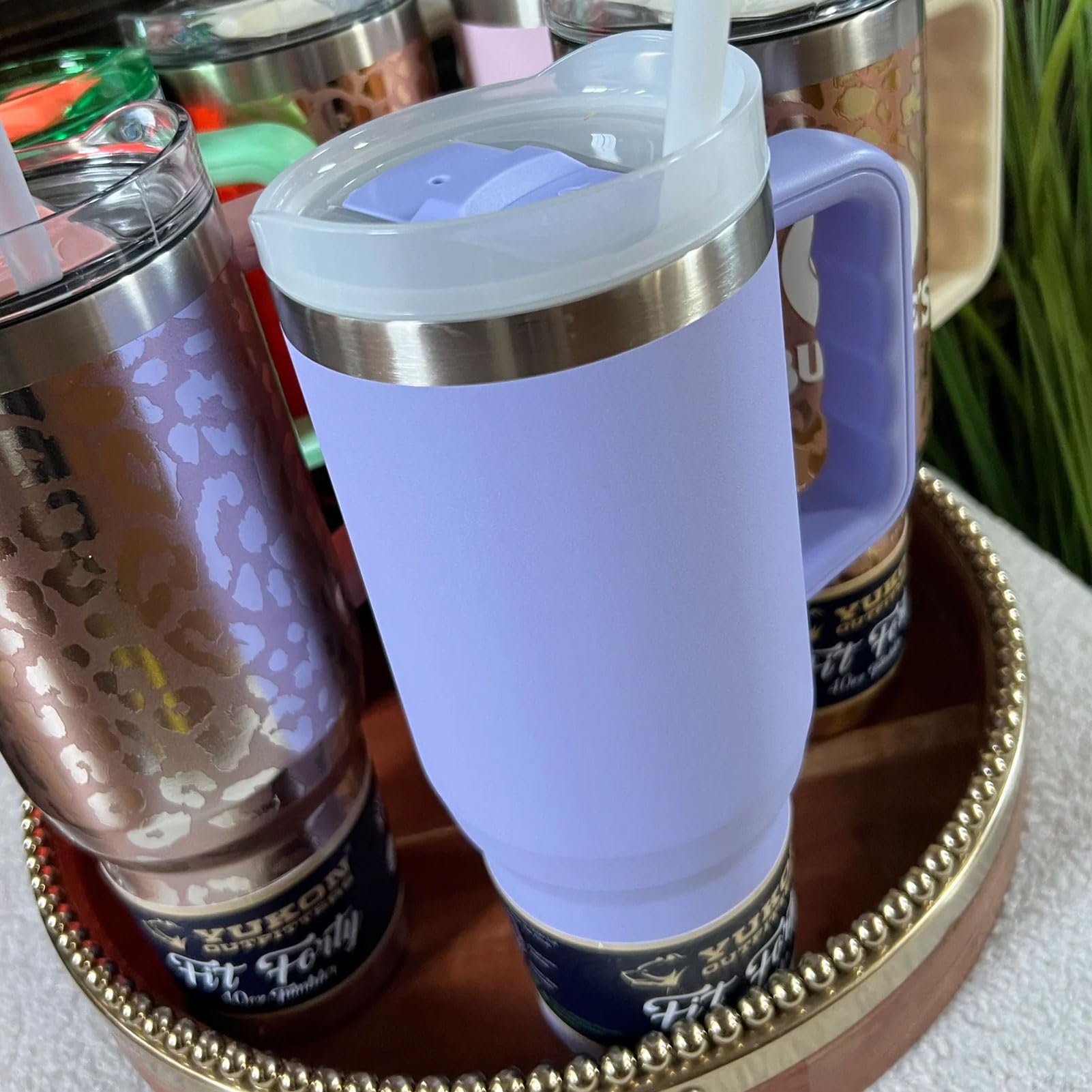 Yukon Outfitters Fit Forty 40oz Double Wall Vacuum Insulated Stainless Steel Tumbler with Reusable Straw & Ergonomic Handle | For Hot or Cold Beverage, Lavender