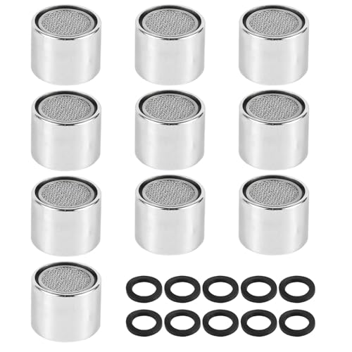 10pcs Faucet Aerators with 10pcs Gaskets, 55/64in Brass Shell Sink Aerator Replacement Female Thread Faucet Filter Parts for Bathroom Kitchen