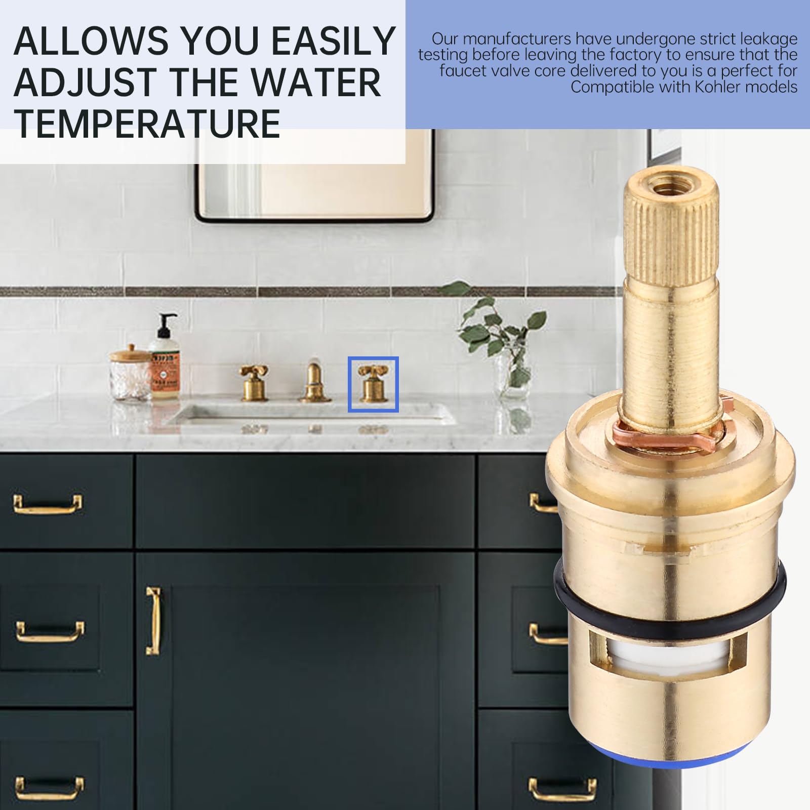 Faucet Cartridge Replacement Parts Compatible with Danze DA507071W DA507072W, Round Ceramic Disc Cartridge Kitchen Faucet Stem Replacement Parts (DA507072W+DA507071W Cold+Hot)